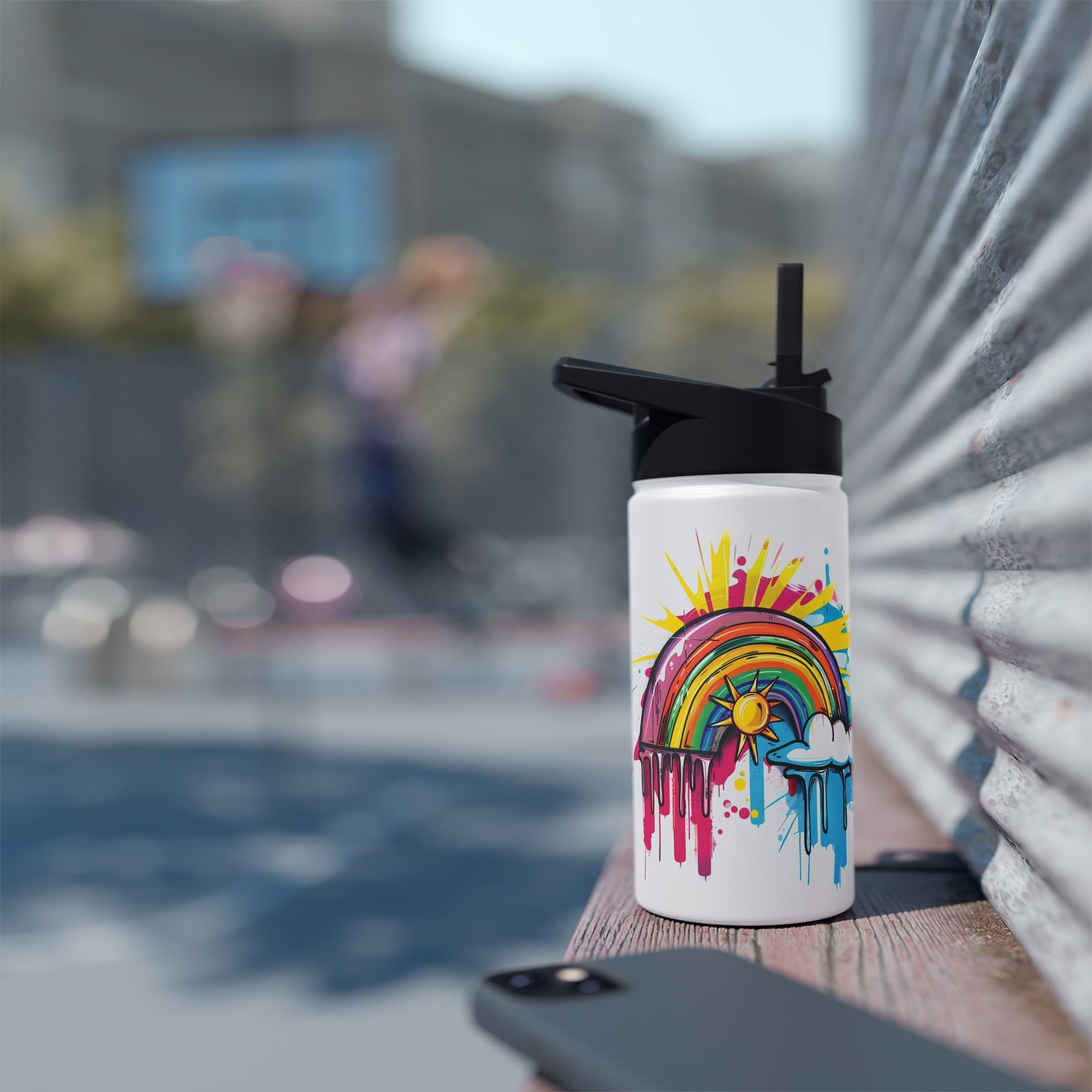 Genesis 9:13 Graffiti Rainbow Stainless Steel Water Bottle, Standard ...