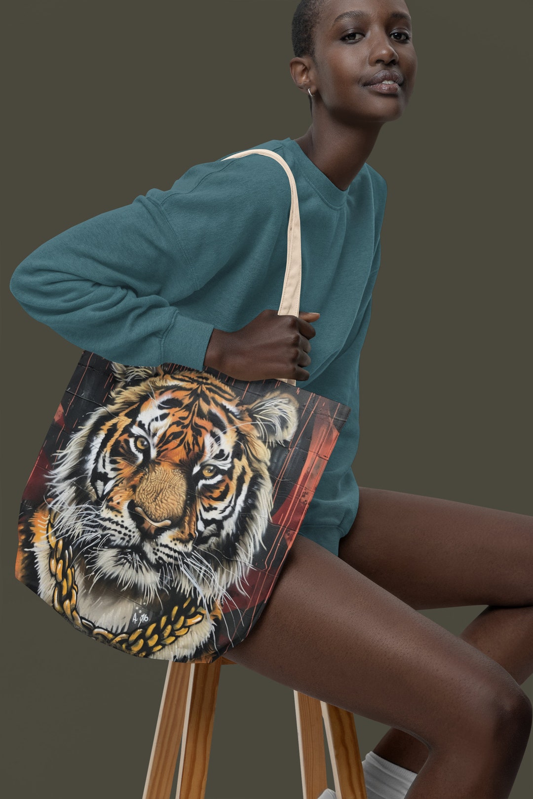Graffiit Tiger Head Tote Bag - Etsy