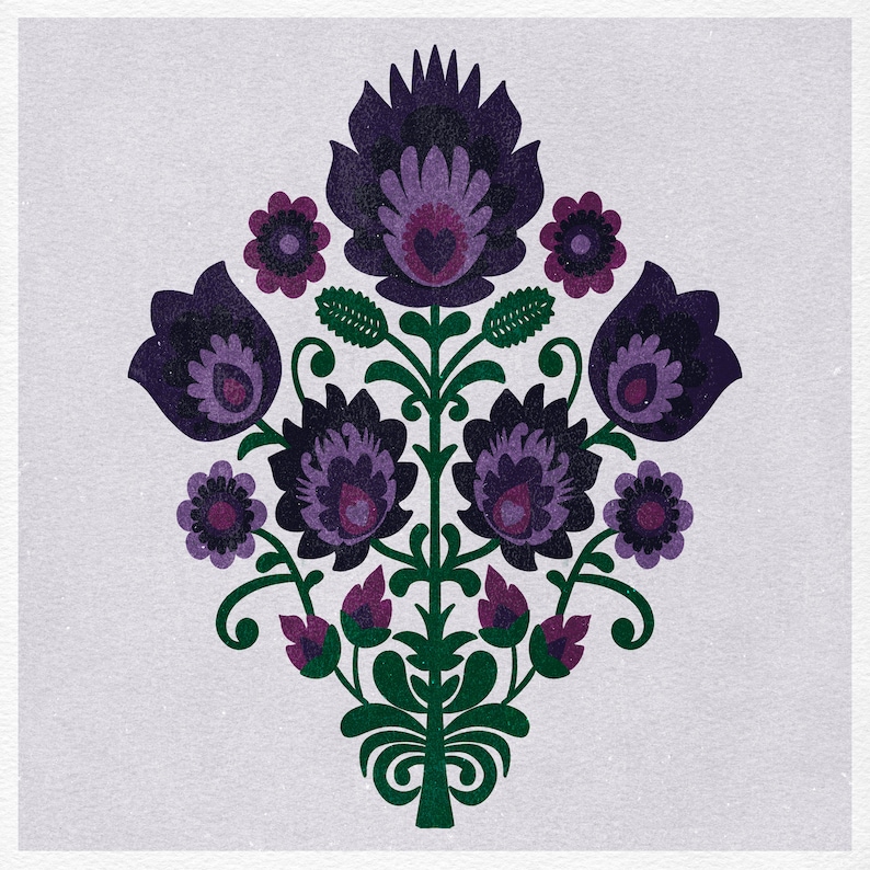 Purple Floral Print - Etsy