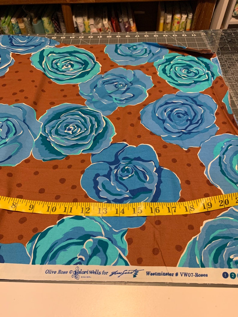 Olive Rose, Blue Valorie Wells for Free Spirit, VW07 Rose Blue Brown ...