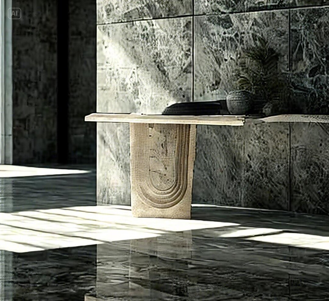 Travertine Natural Stone Travertine Console, Entryway Table, Travertine ...