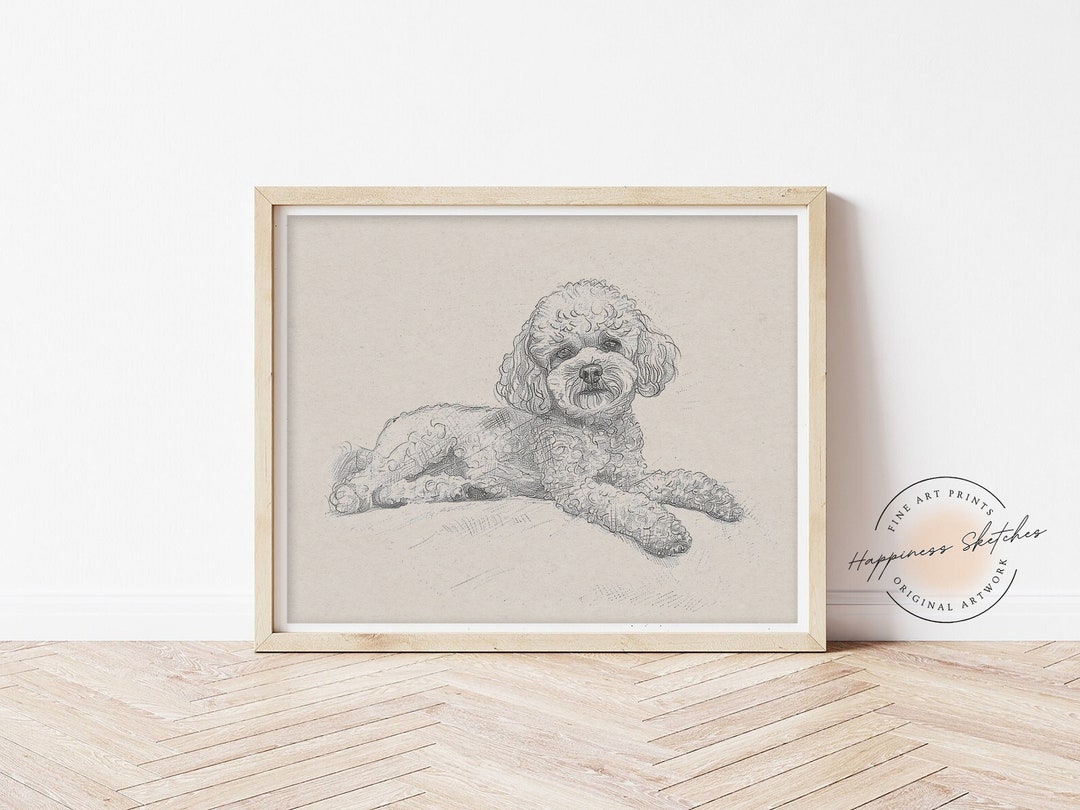 Custom Dog Sketch From Photo, Personalized Dog Drawing Print ...