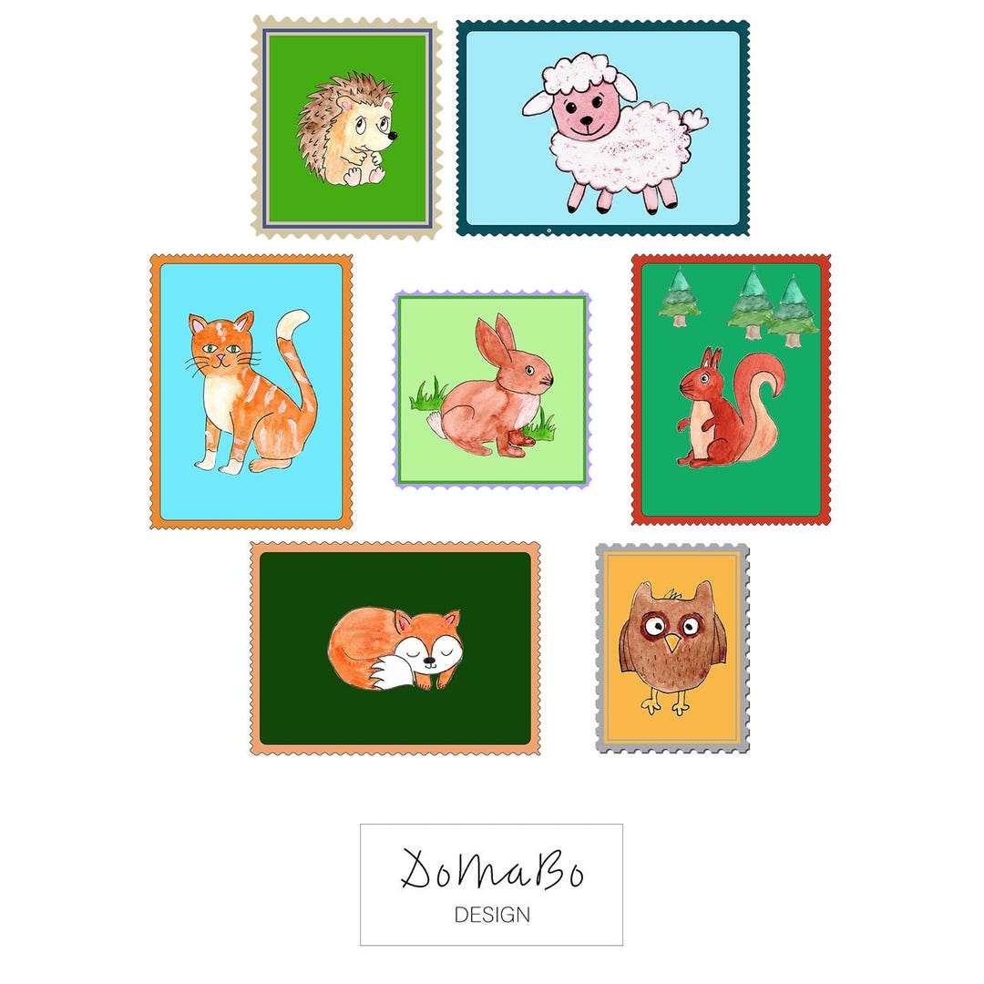 Hand-painted Stamp Clipart for Many DIY Projects, Instant Download, 15 ...