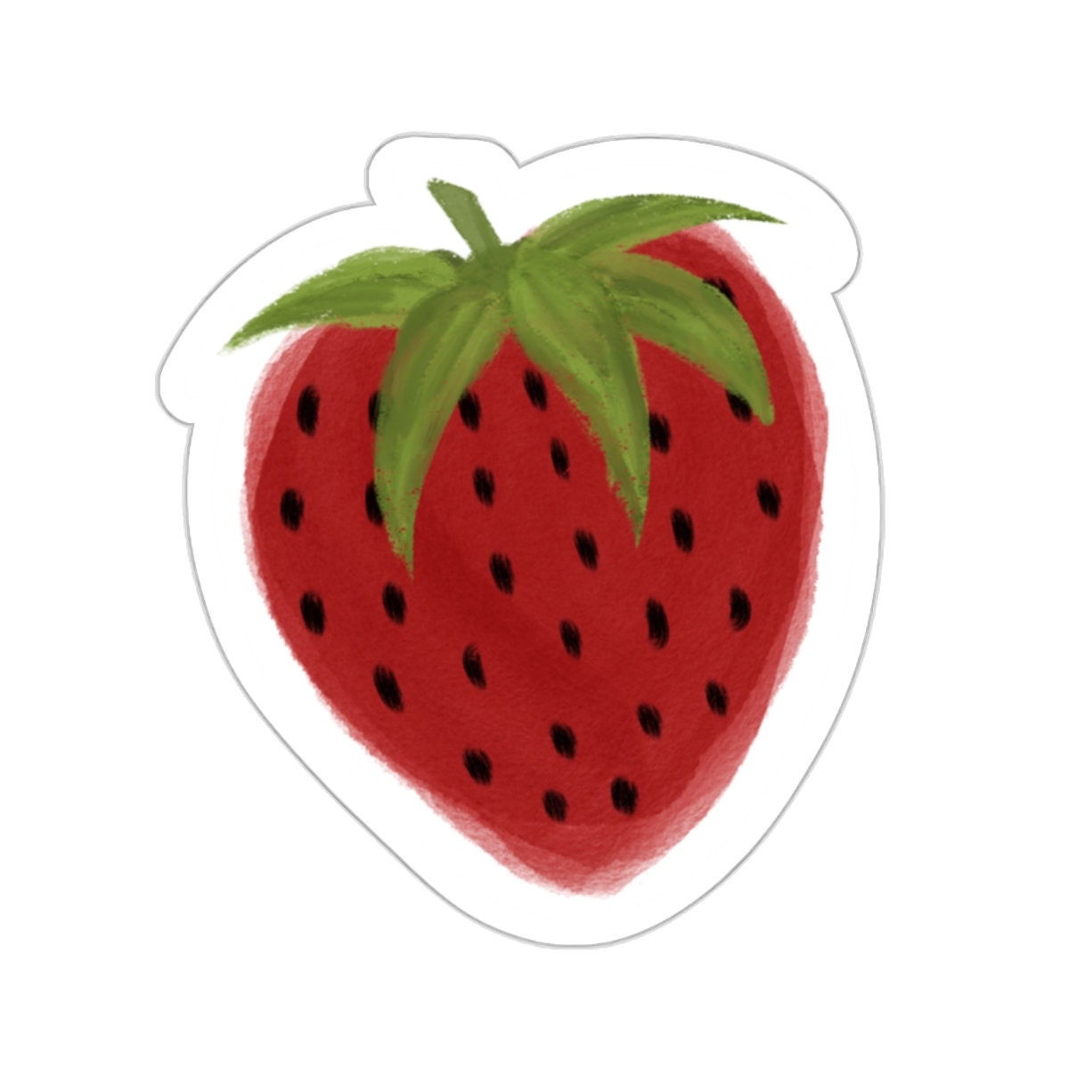 Strawberry Sticker Summer Sticker, Watercolor, Fruit, Cottagecore, Eco ...