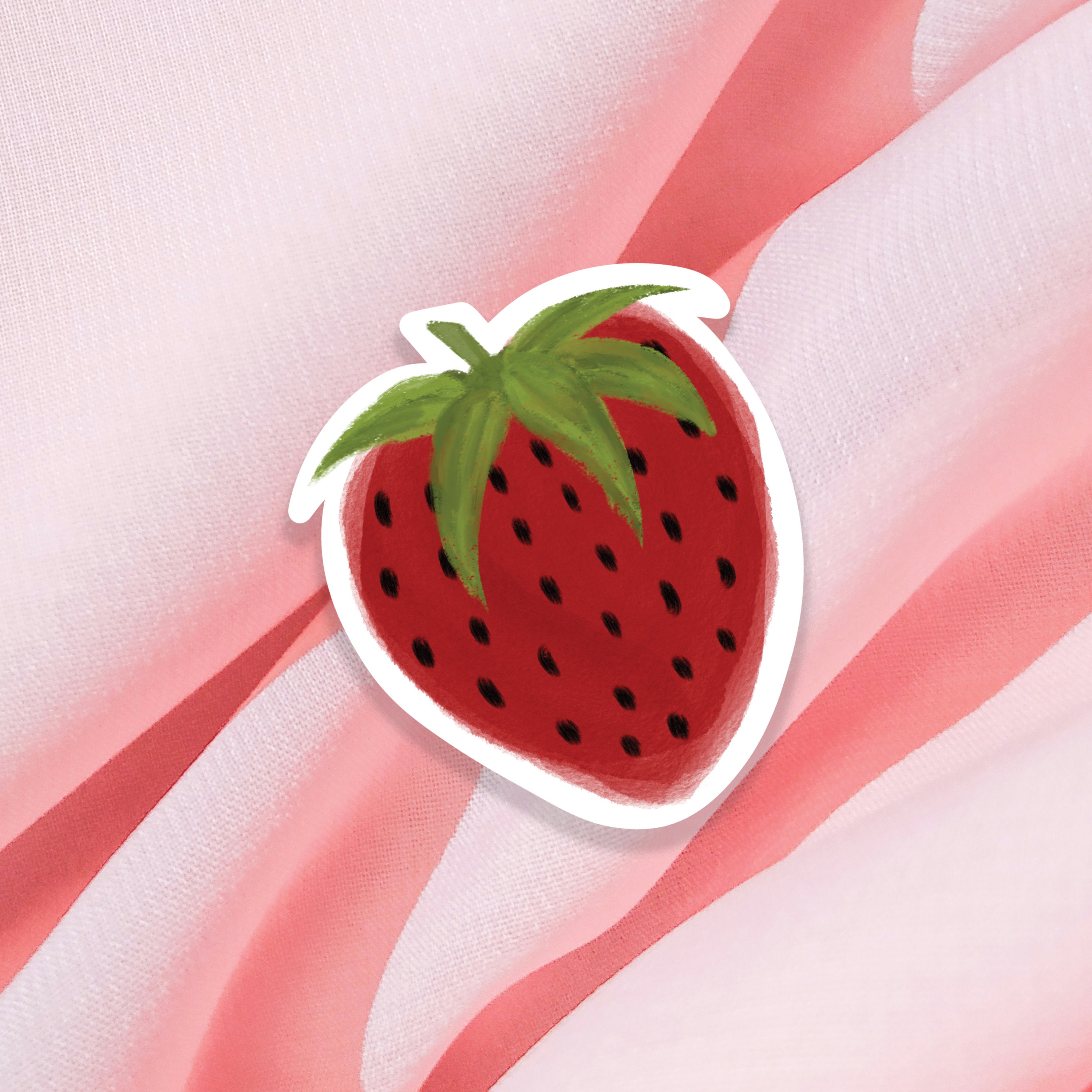 Strawberry Sticker Summer Sticker, Watercolor, Fruit, Cottagecore, Eco ...