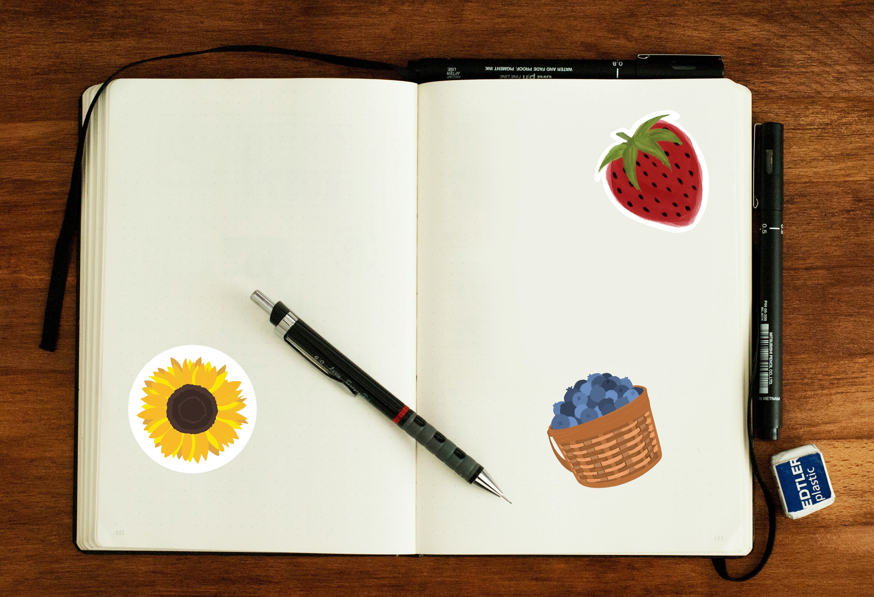 Strawberry Sticker Summer Sticker, Watercolor, Fruit, Cottagecore, Eco ...