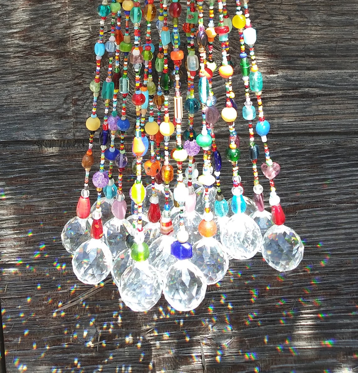 Set of 5 Beaded Crystal Hanging Window Sun Catcher Boho Multicolored ...