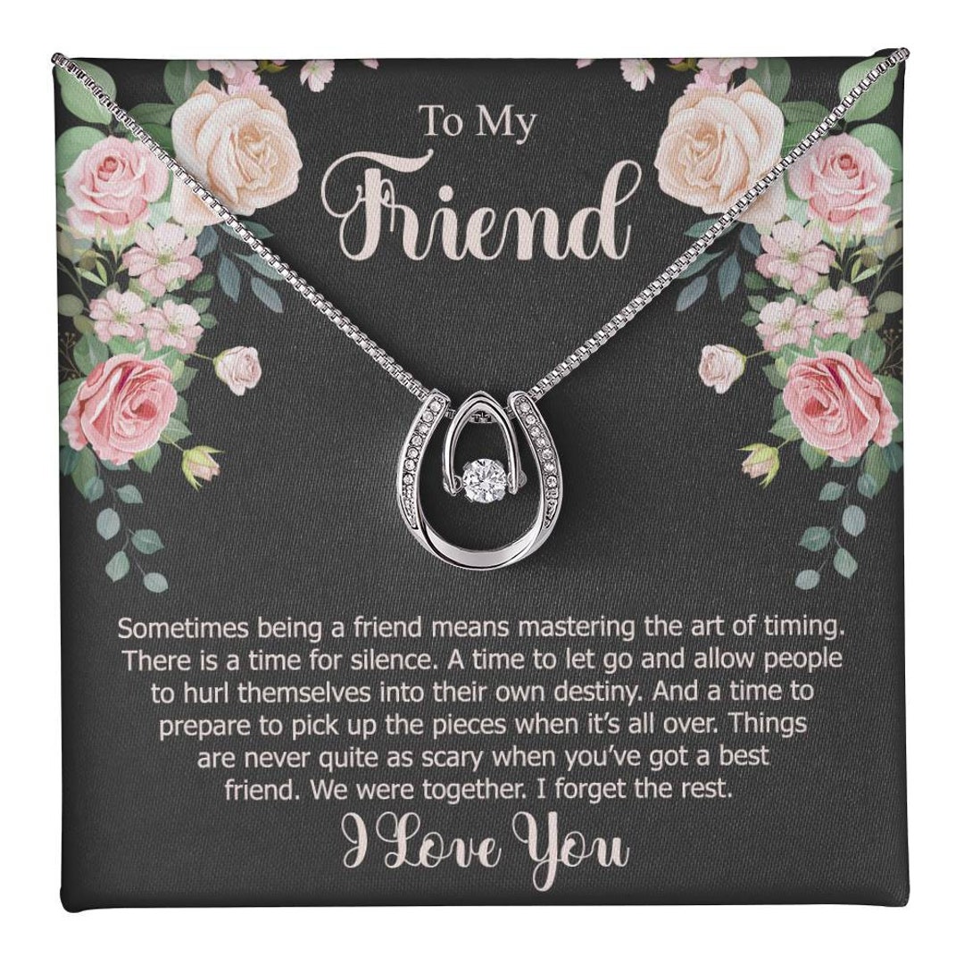To My Friend Necklace Message Card, CZ Horseshoe Pendant Necklace ...