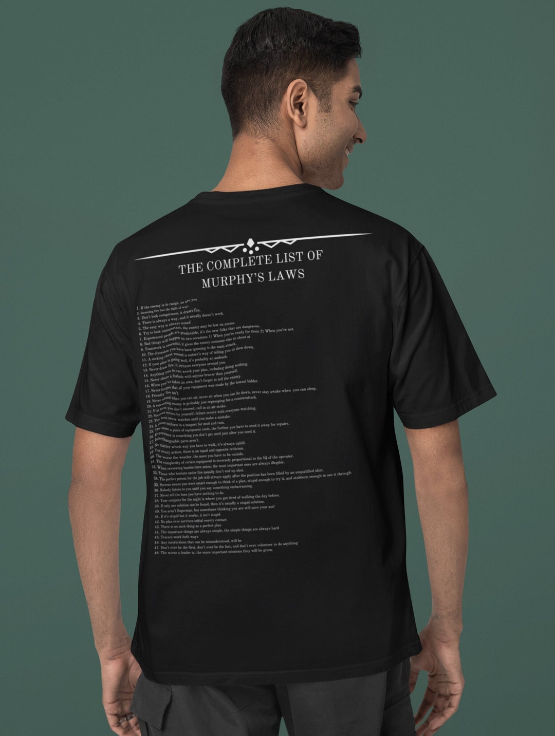 The Complete List of Murphy's Laws T-shirt, Men's Graphic T-shirt, Plus ...
