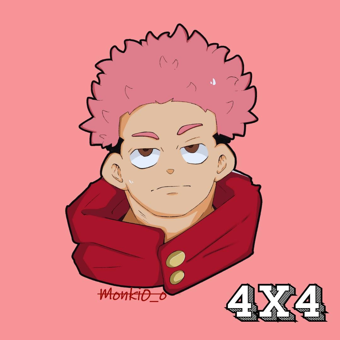 Itadori Yuji PRINTABLE 4x4 STICKER PNG - Etsy