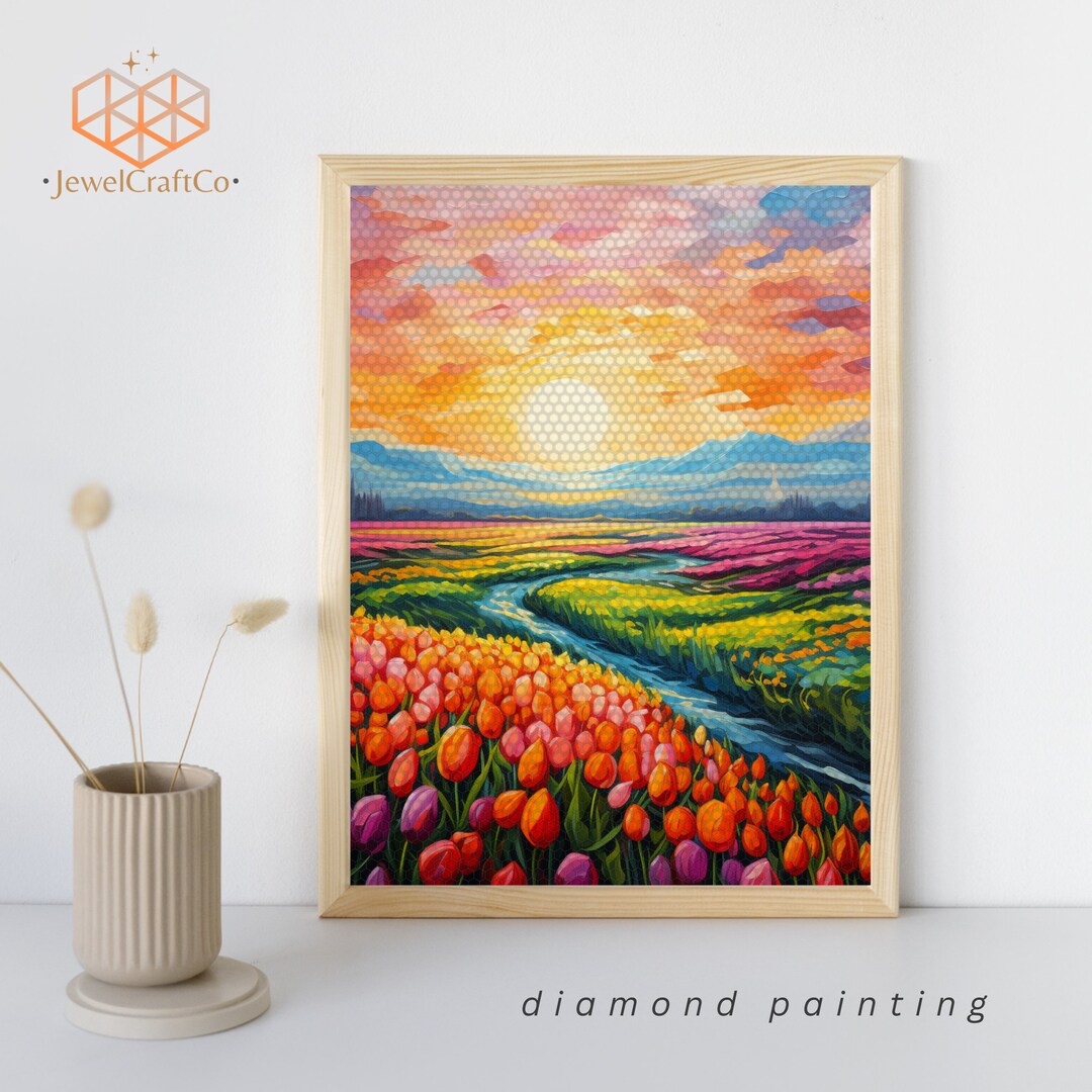 Sunset Tulips Diamond Painting Kit 40x50cm, Gem Art Kits for Adults and ...