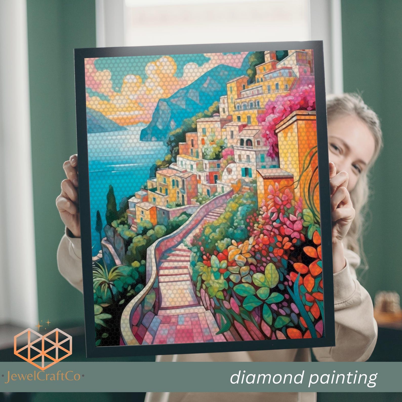 Amalfi Coast View Diamond Painting Kit 40x50cm, Landscape 3d Painting ...