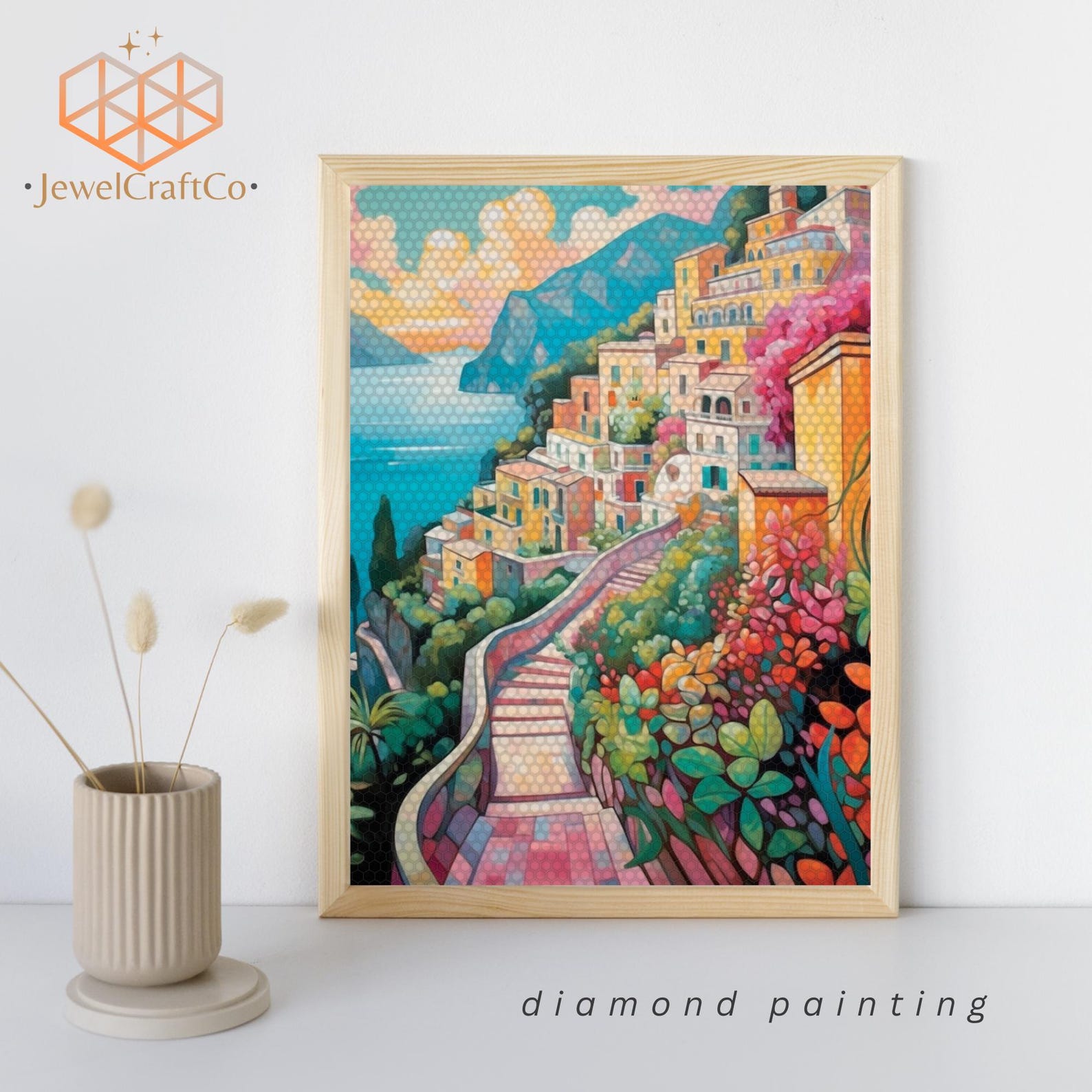 Amalfi Coast View Diamond Painting Kit 40x50cm, Landscape 3d Painting ...