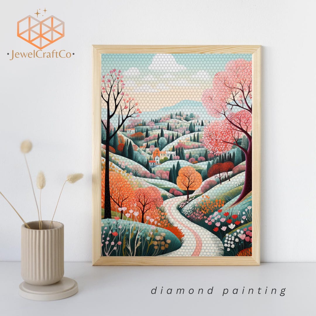 Naive Spring Landscape Diamond Painting Kit 40x50cm, Landscape 3d ...