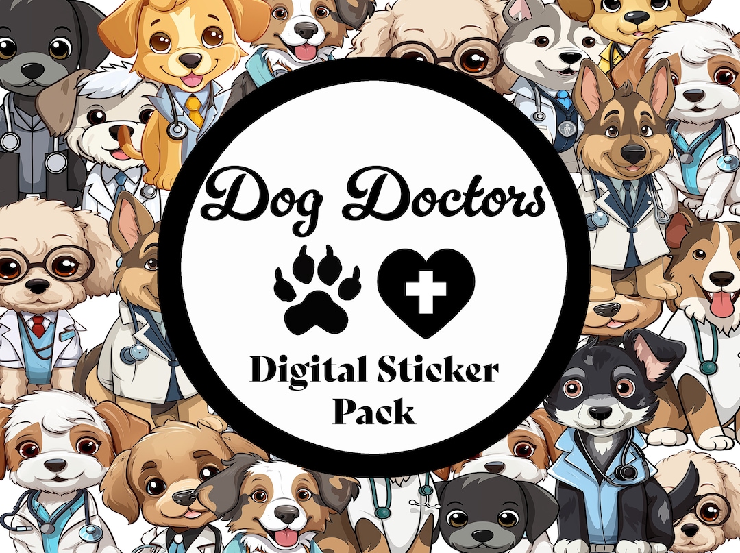 Dog Doctors Sticker Pack -cute Digital Sticker Pack - Dog Dr - Medicine ...