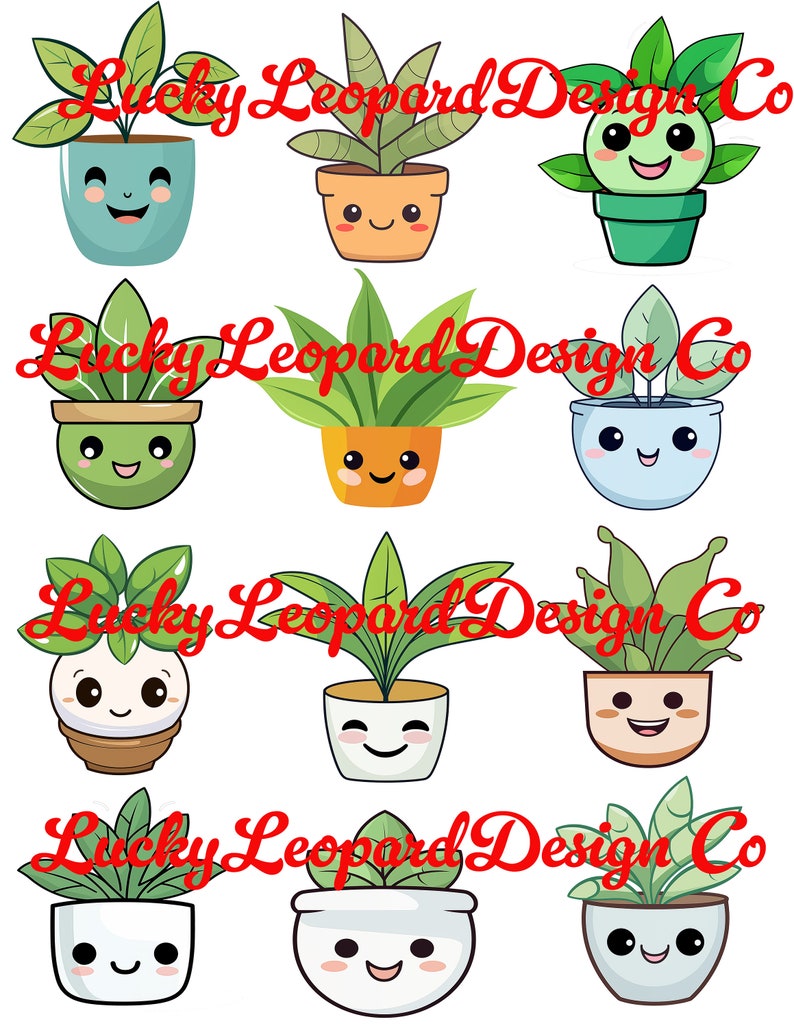 Happy Plants Sticker Pack - Digital Sticker Designs for Planners - Cute ...