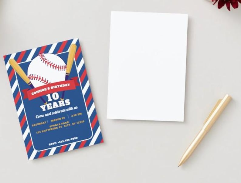 Baseball Themed Birthday Party Invitations - Etsy