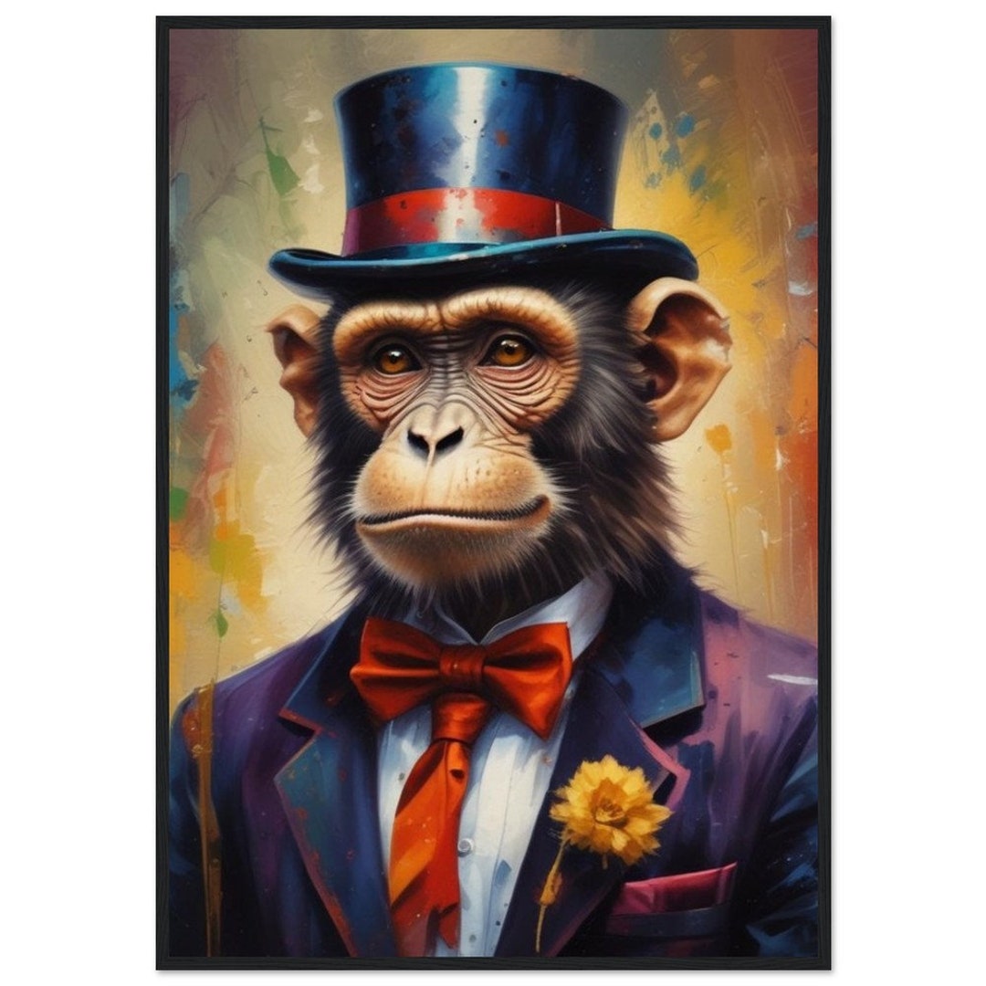 Monkey Wearing Suit Quirky Fun Wall Art Businessmen Art Prints Photo ...