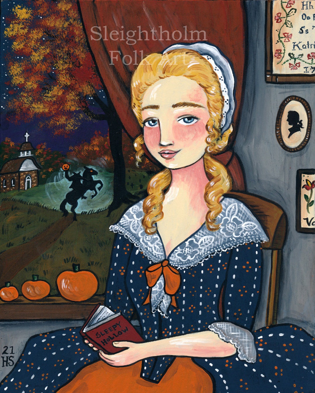 PRINT Katrina Van Tassel 8x10 Sleepy Hollow Folk Art - Etsy
