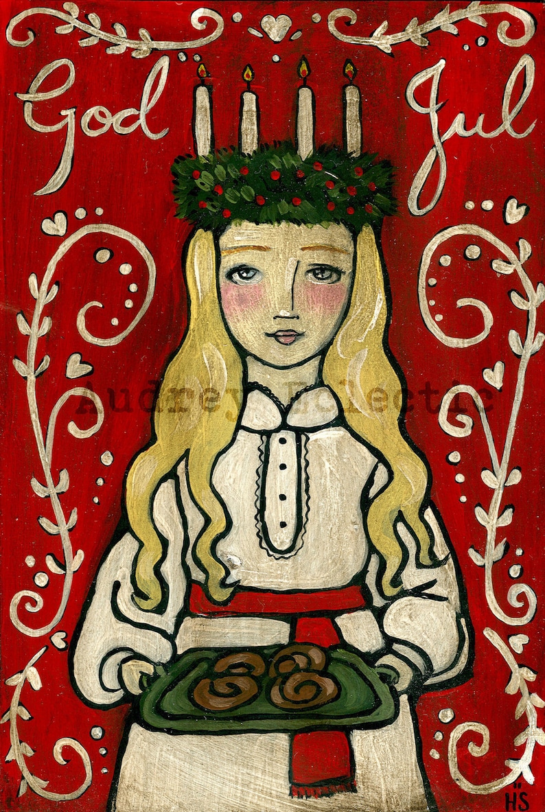 PRINT St. Lucia 8x10 Swedish Christmas God Jul - Etsy