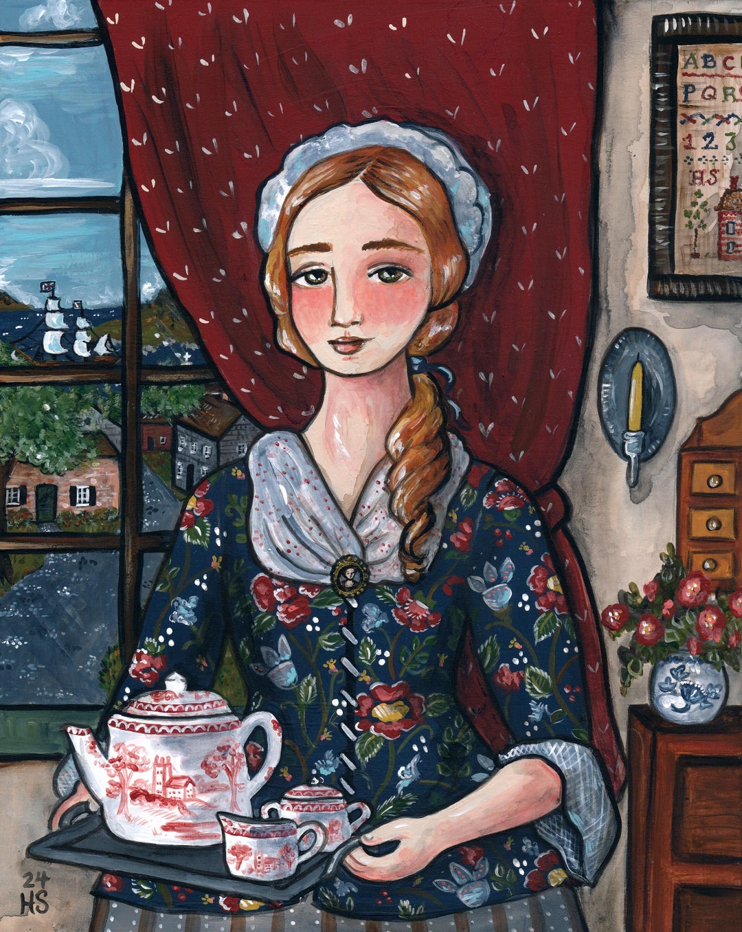 PRINT Colonial Lady 8x10 American Tea Revolutionary War - Etsy