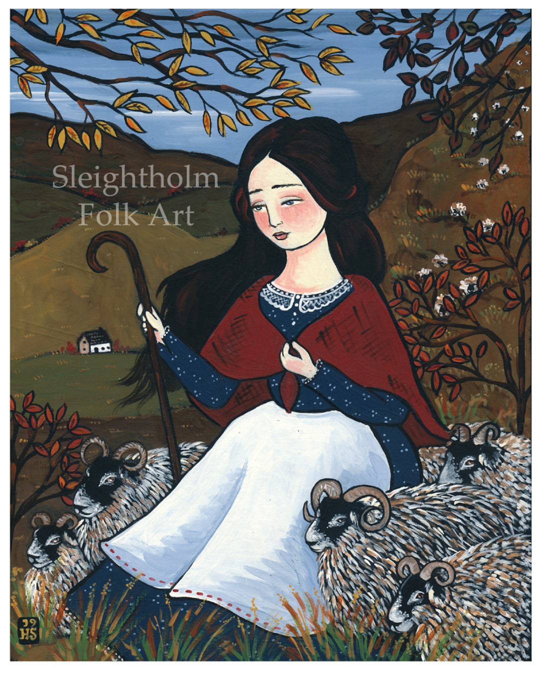 8x10 PRINT Down the Autumn Fells Scottish Shepherd Folk Art - Etsy