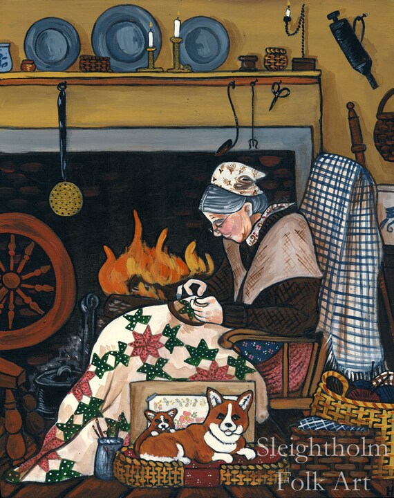 PRINT Tasha Tudor at Home 8x10 Folk Art Portrait | Etsy