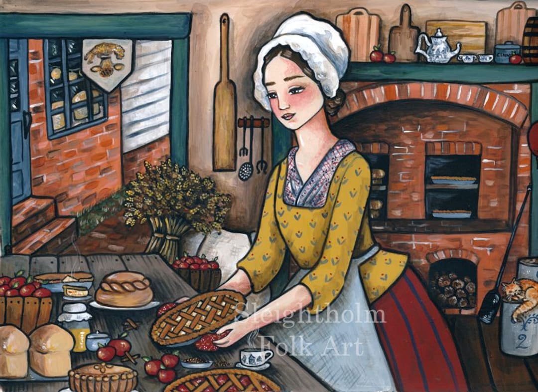 PRINT Colonial Baker 8x10 Historical Americana Folk Art - Etsy