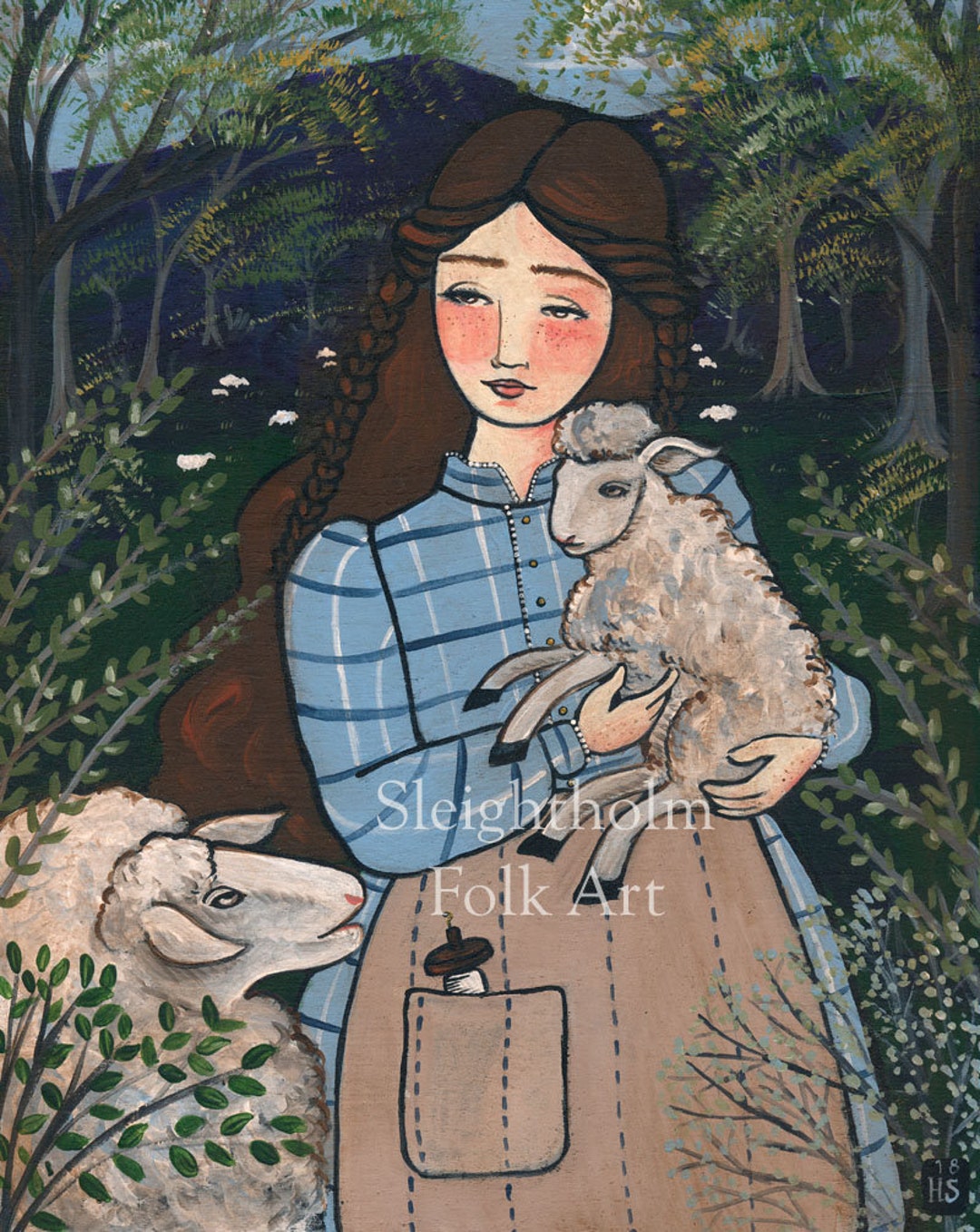 PRINT the Shepherdess 8x10 Girl With Lamb and Sheep - Etsy