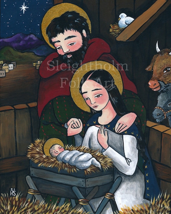 Print 8x10 O Holy Night Folk Art Christmas - Etsy