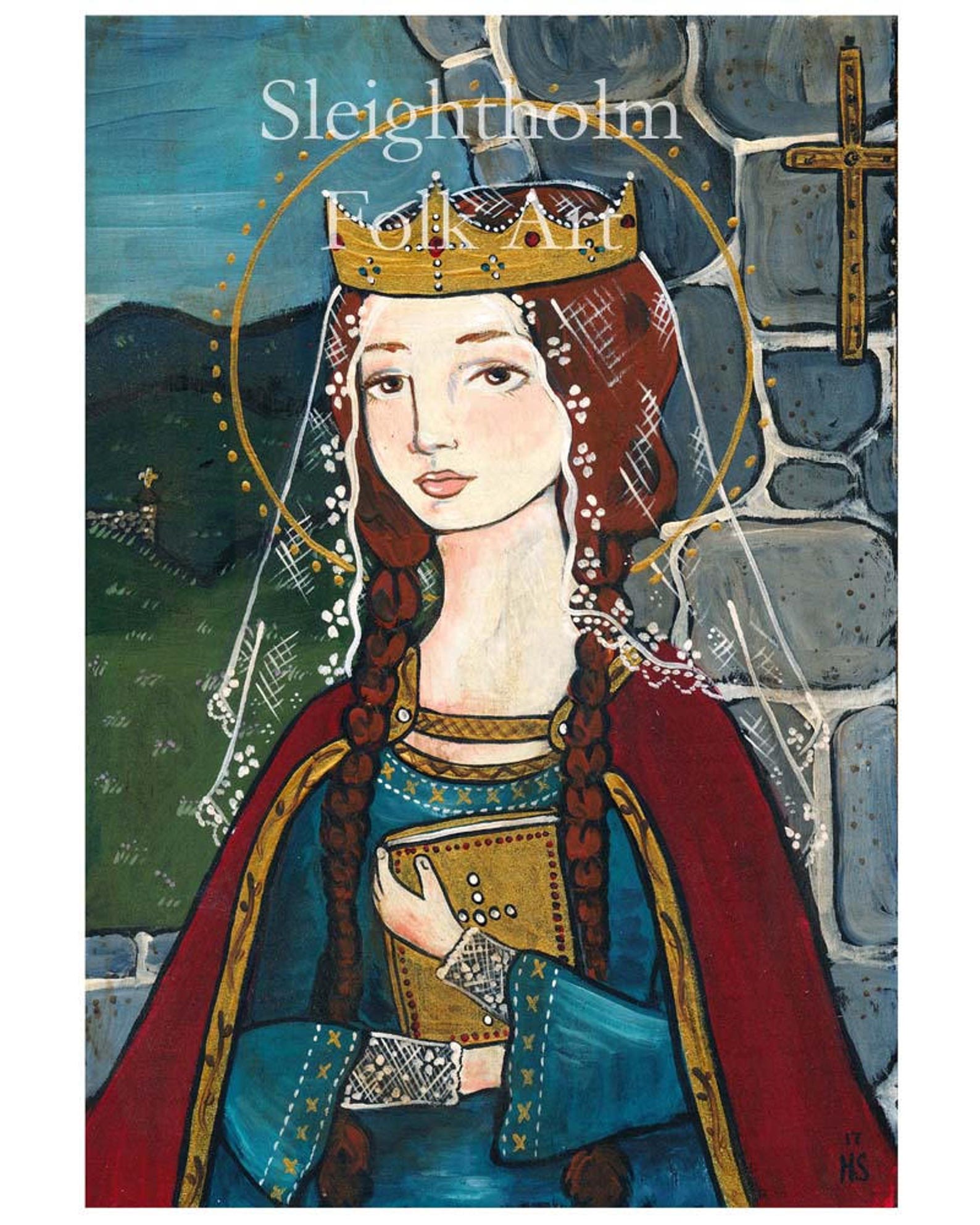 PRINT St Margaret of Scotland 8x10 Folk Art | Etsy