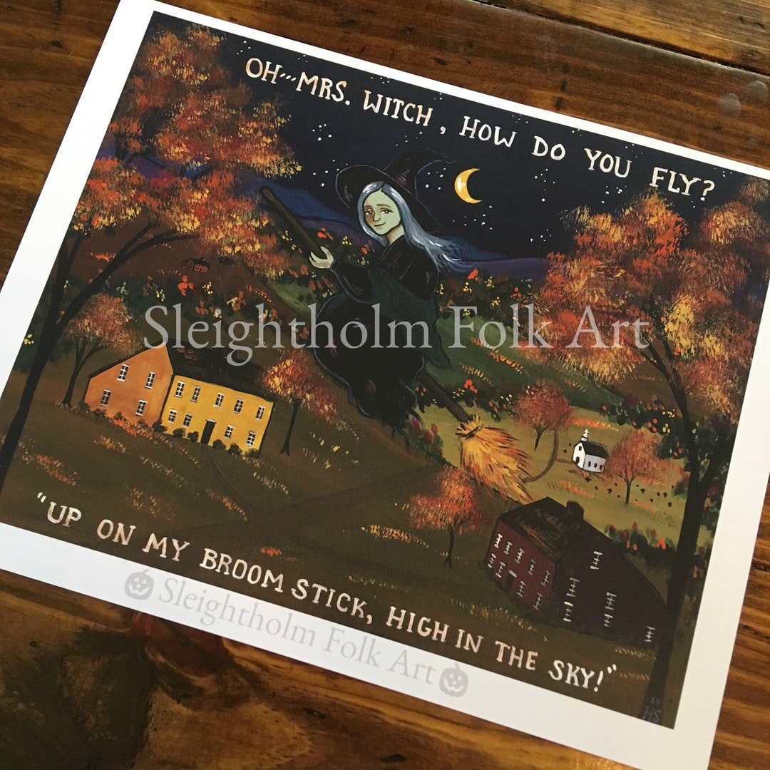 PRINT Oh Mrs Witch 11x14 Large Folk Art Print - Etsy