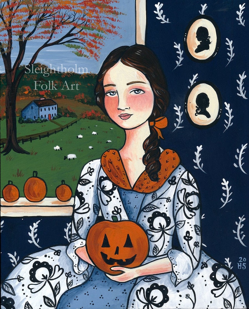 Veritys Pumpkin 8x10 PRINT Whimsical Colonial Halloween - Etsy