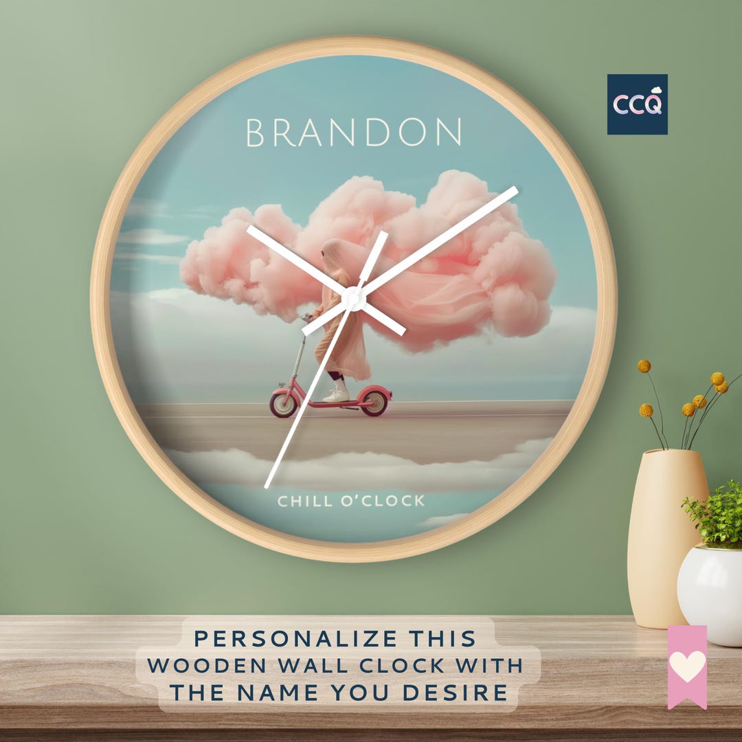 Personalized Chill O'clock Custom Cloud Wooden Clock Gift for Scooter ...