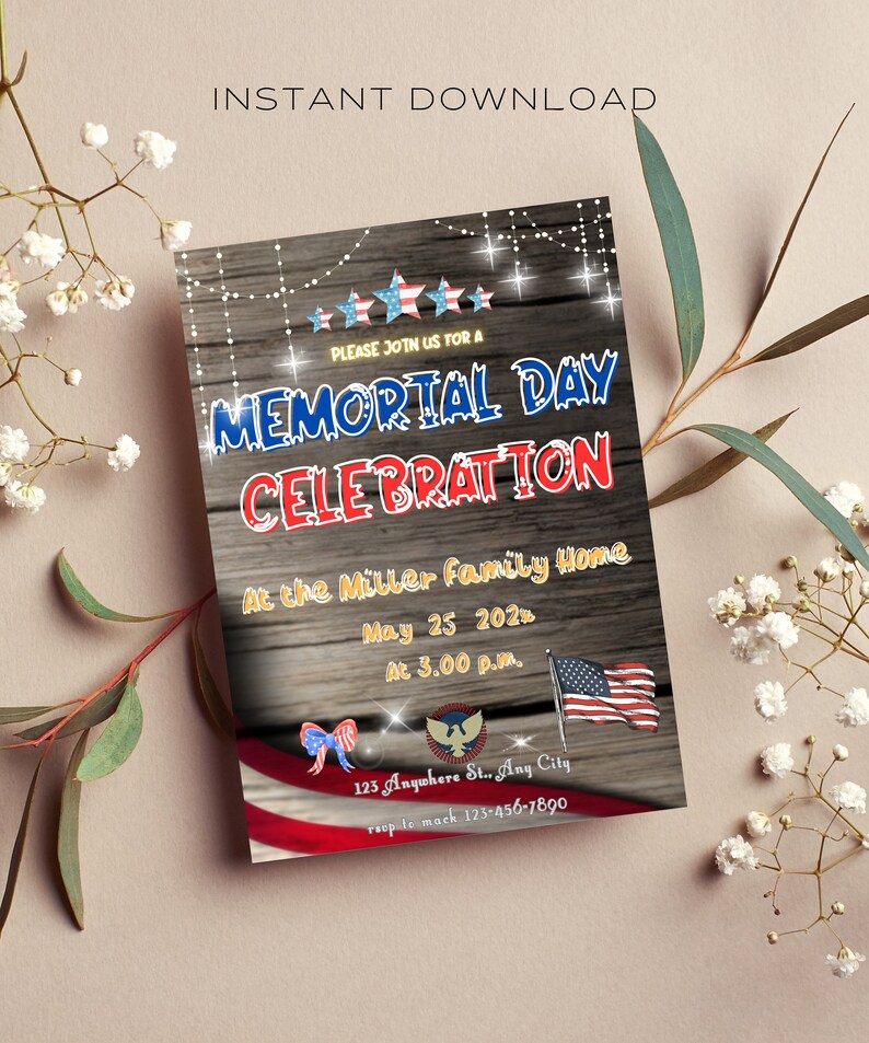 Celebration ,memorial Day Invitation, Memorial Day Party Celebration ...