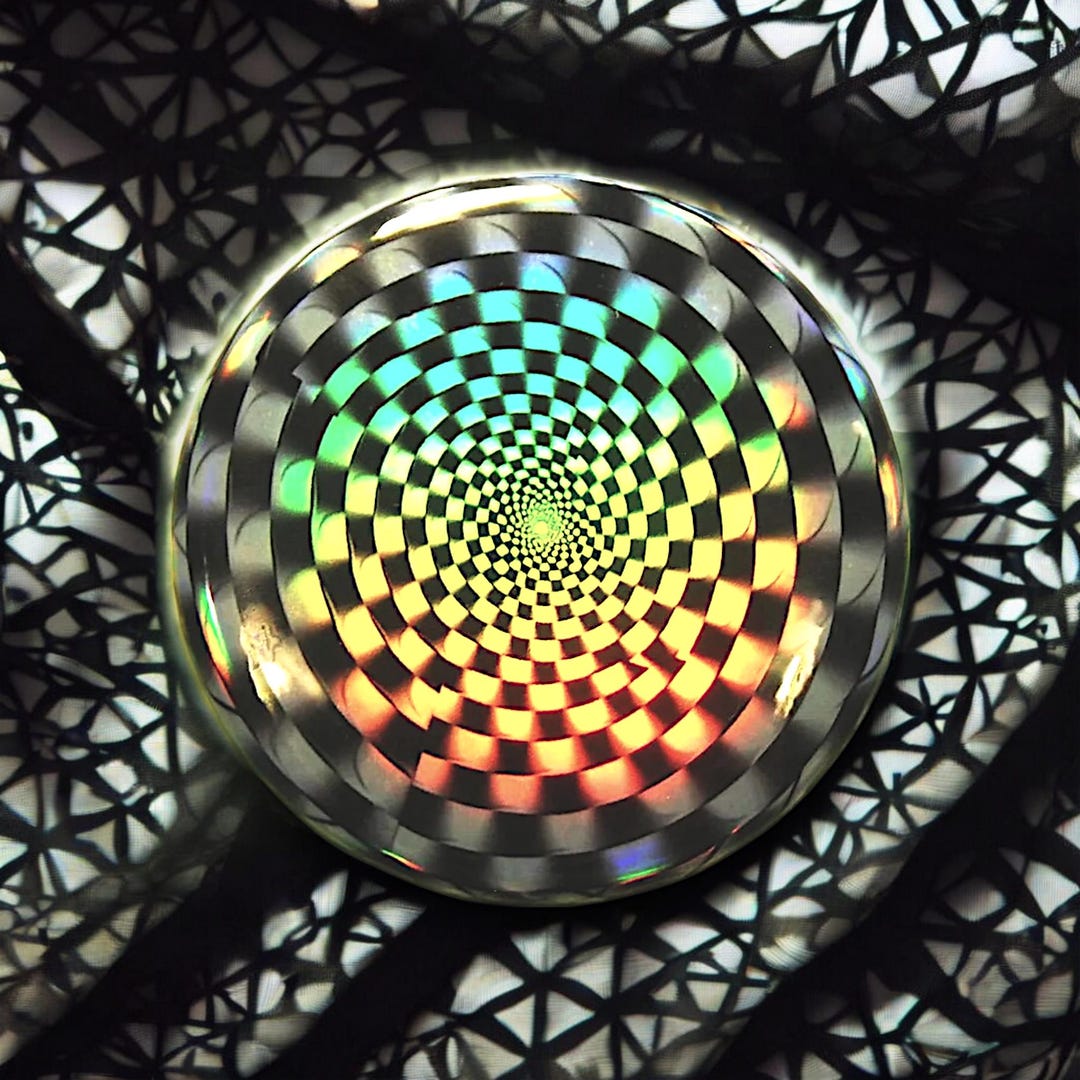Holographic Badge With Blurred Psychedelic Checkerboard Pattern - Etsy