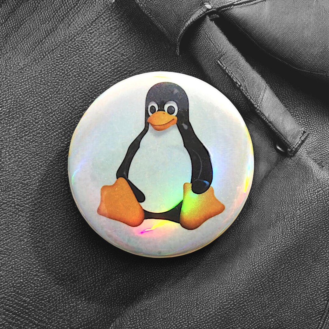 Holographic Badge Tux Linux Penguin - Etsy