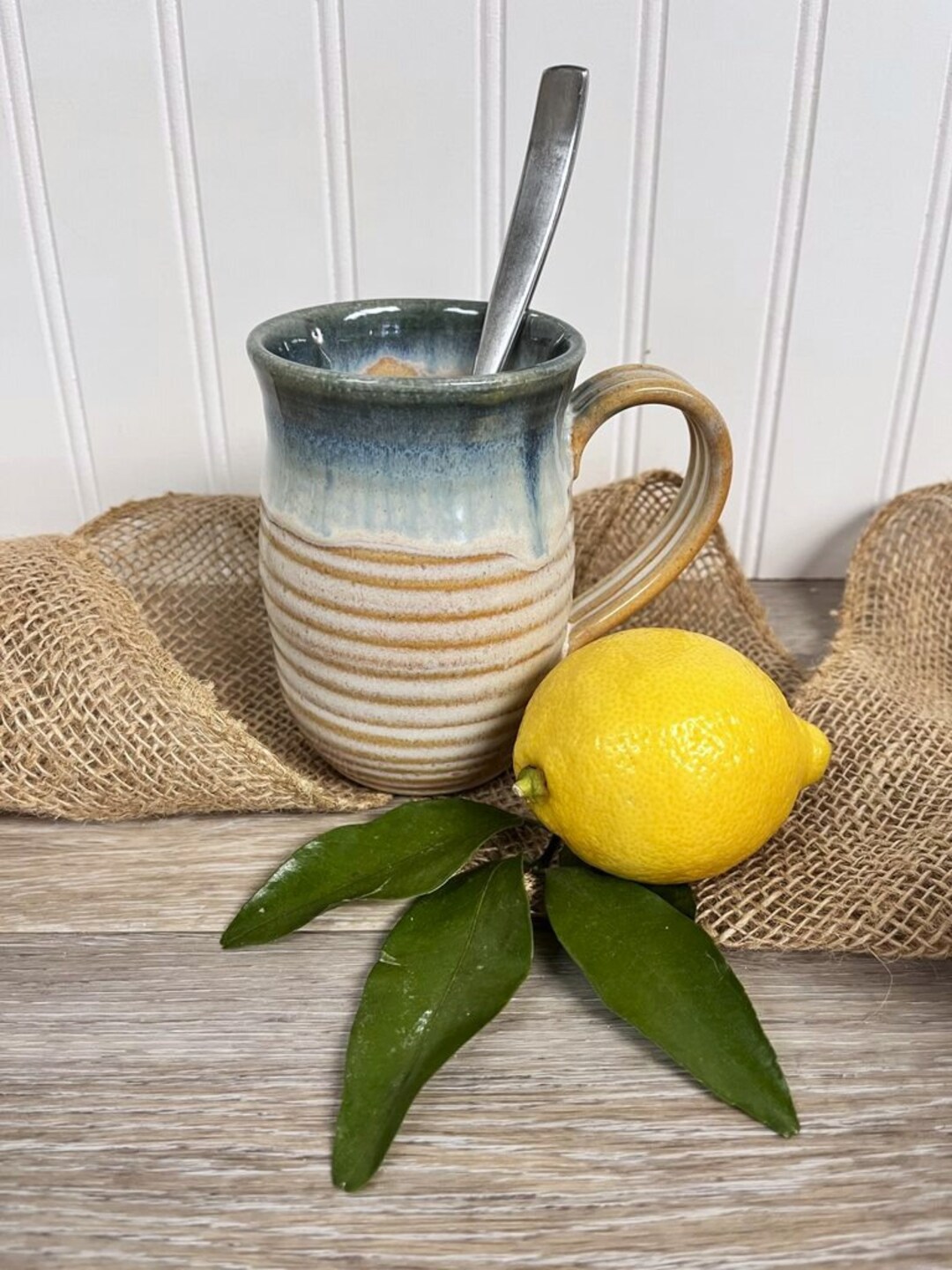 Beachside Ridged Mug, Handmade Pottery - Etsy