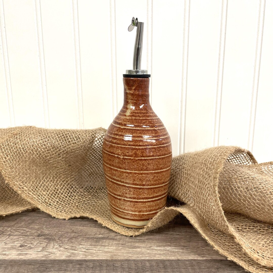 Shino Olive Oil Bottle, Handmade Pottery Olive Oil Dispenser - Etsy