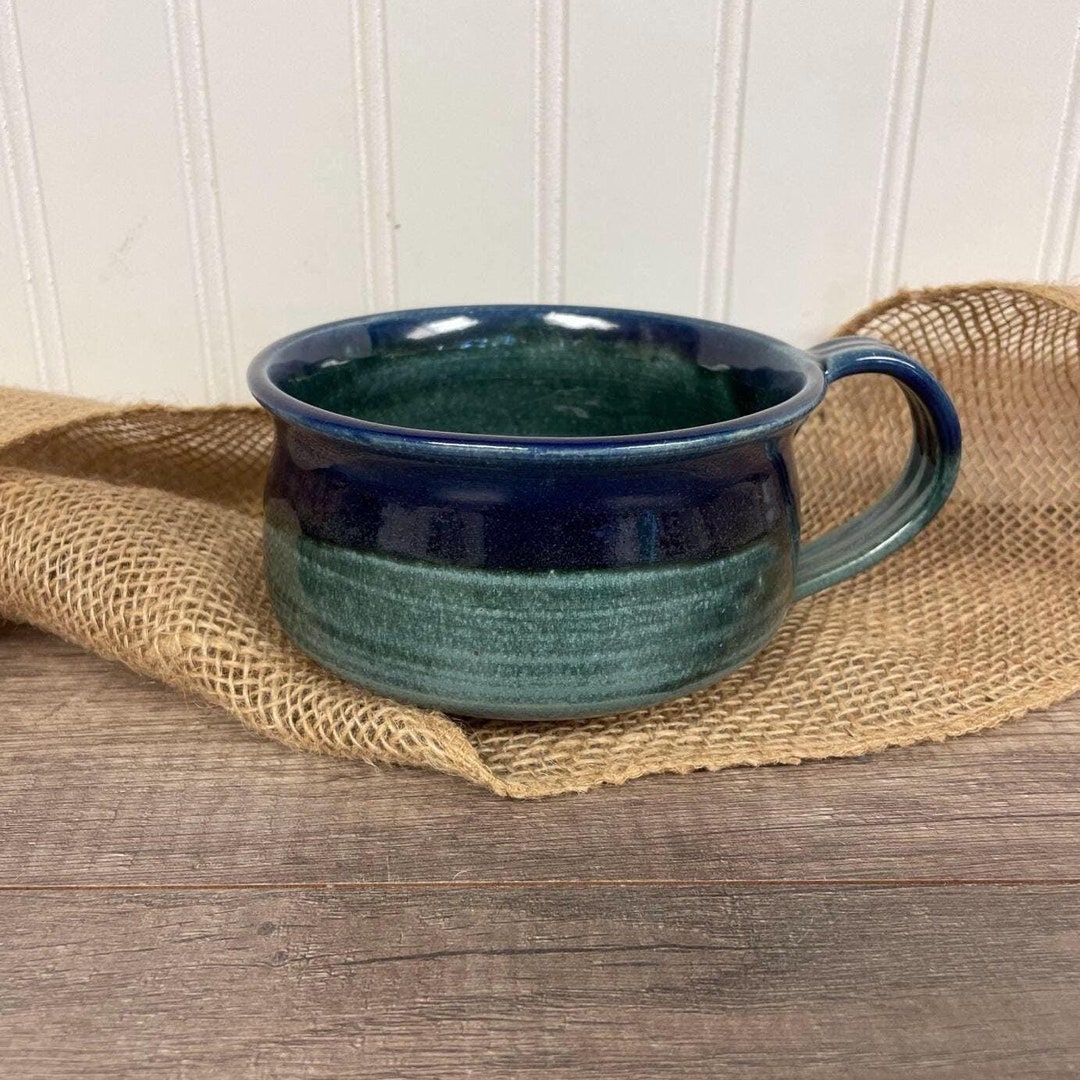 Chesapeake Blue Chowder Mug, Handmade Pottery Chowder Bowl - Etsy