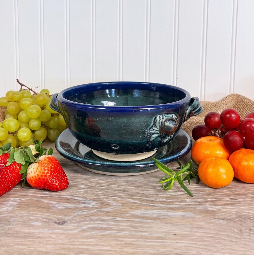 Crab Berry Bowl With Drip Plate, Handmade Pottery - Etsy