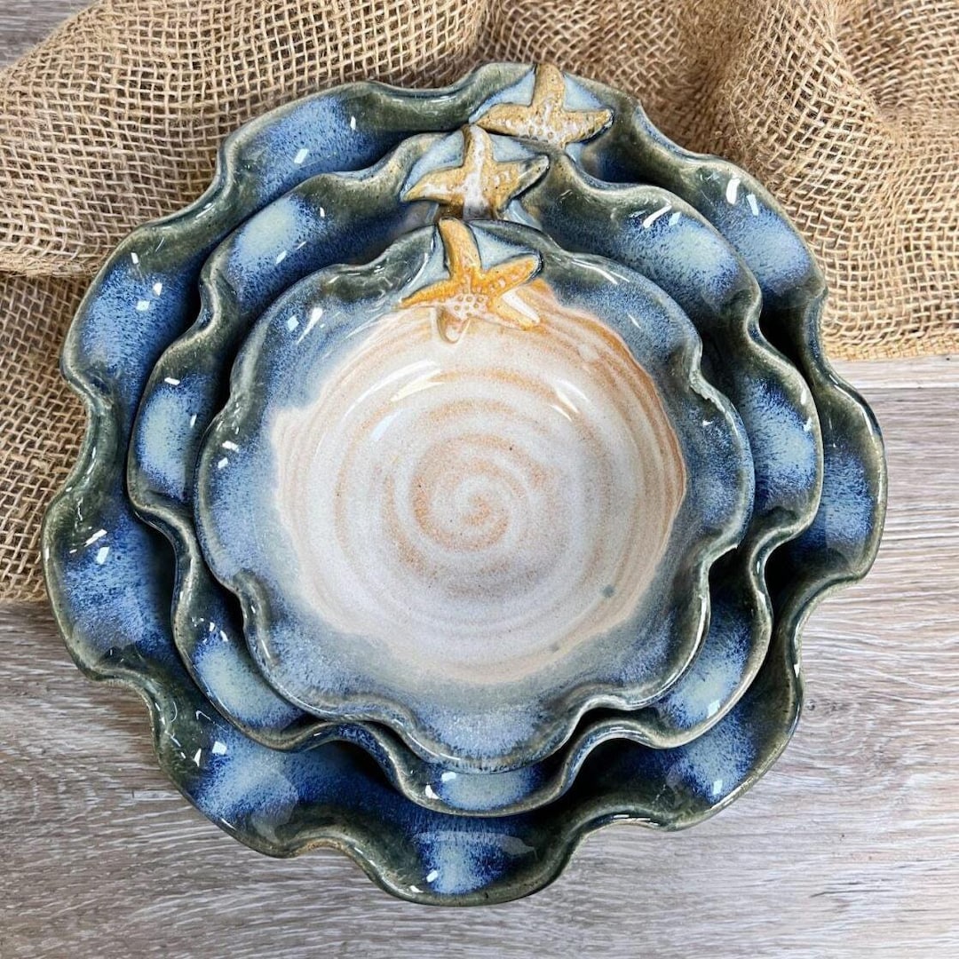 Starfish Ruffle Bowls, Handmade Pottery - Etsy