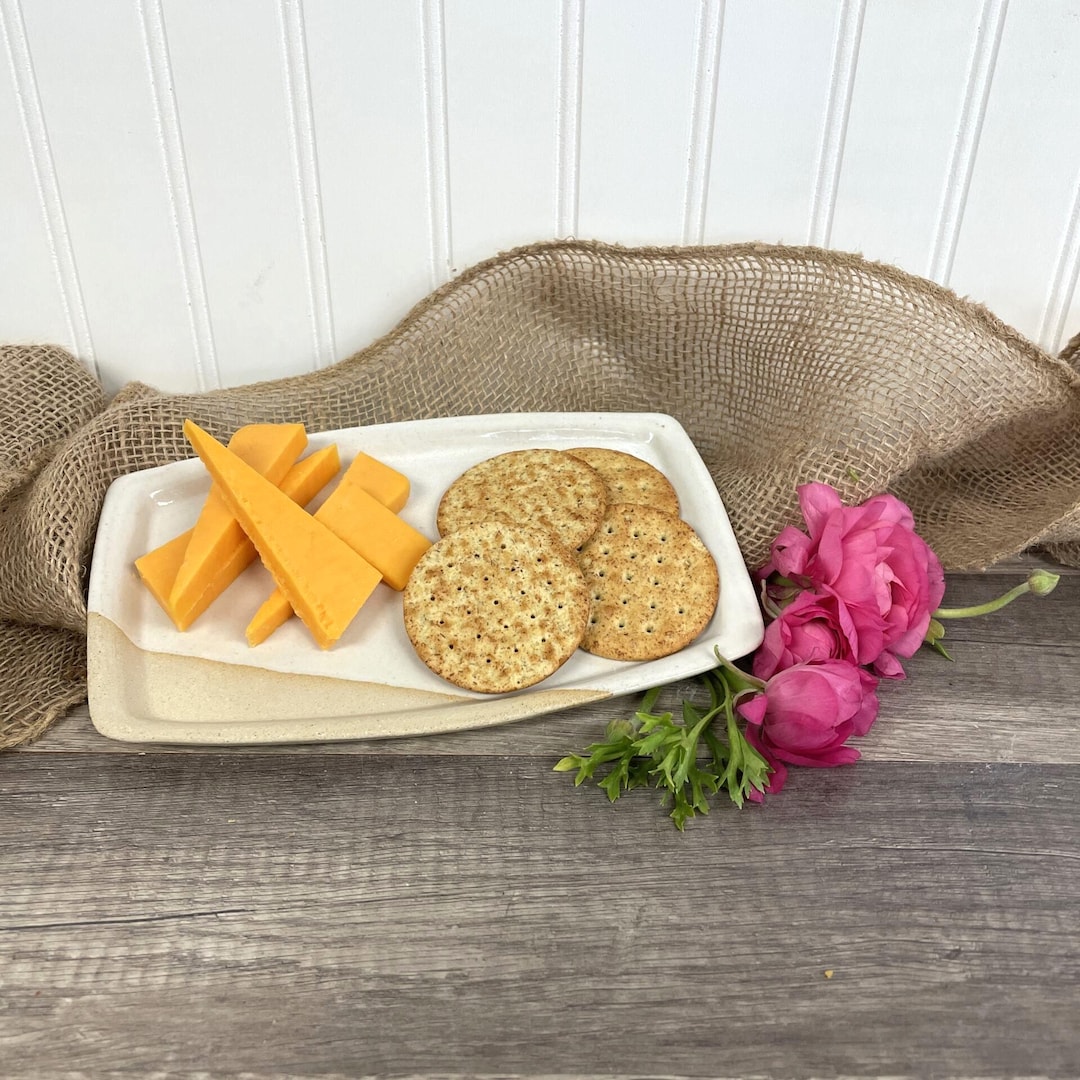Saltstone White Rectangle Cheese Appetizer Plate, Handmade Pottery - Etsy