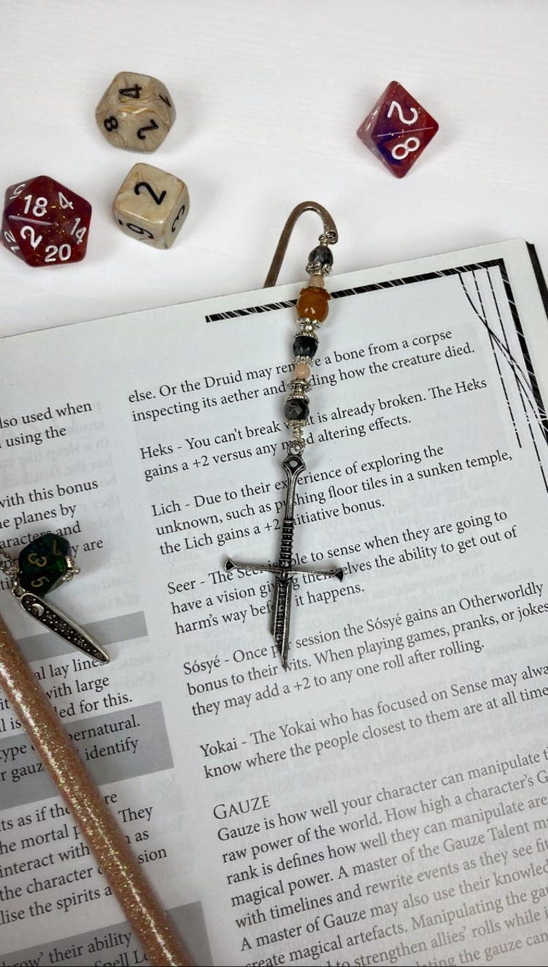 Fantasy Bookmarks Elven Leaf, Broken Sword With Natural Stones. Elvish ...