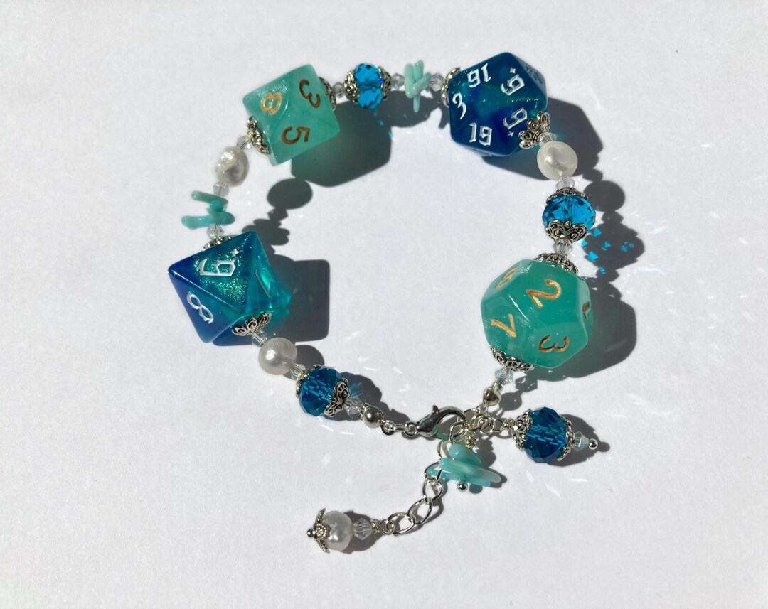 Dnd Dice Bracelet With Freshwater Pearls for Ttrpg Players. Chunky ...