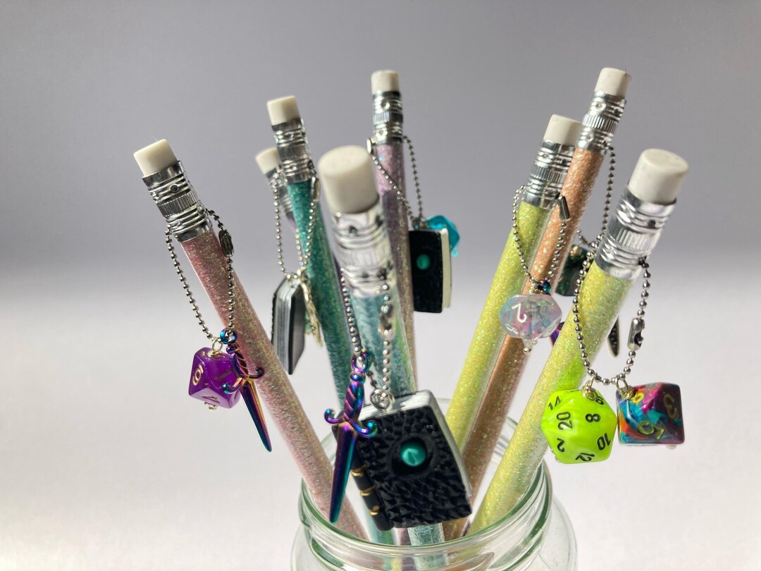 Utterly Cute Dnd Pencils With Polyhedral Mini Dice and Glitter for ...