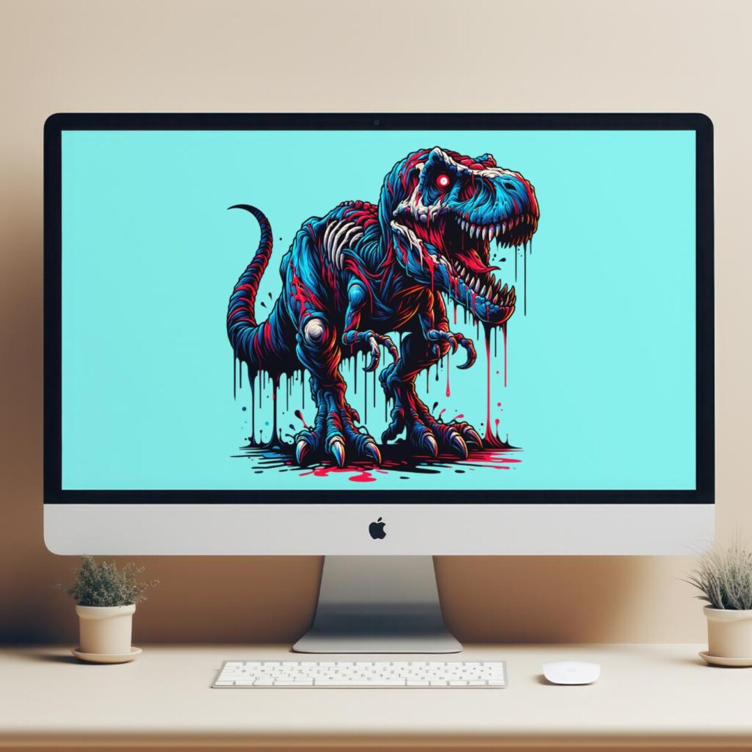 Zombie Dinosaur Clip Art: PNG Zombie T-rex for Halloween, Digital ...