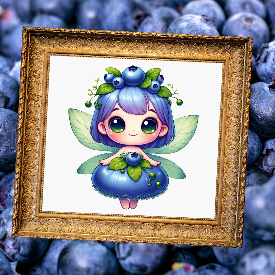 Blueberry Fairy PNG – Cute Fruit Fairy Clipart for Kids Room Decor ...
