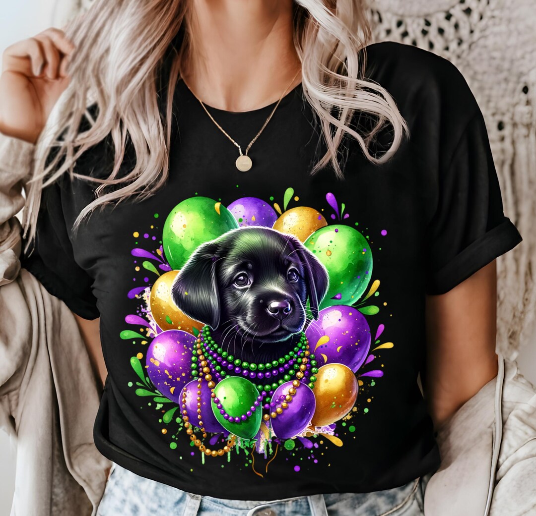 Mardi Gras Black Lab T-shirt: Cajun Dog Mom Tee - Etsy
