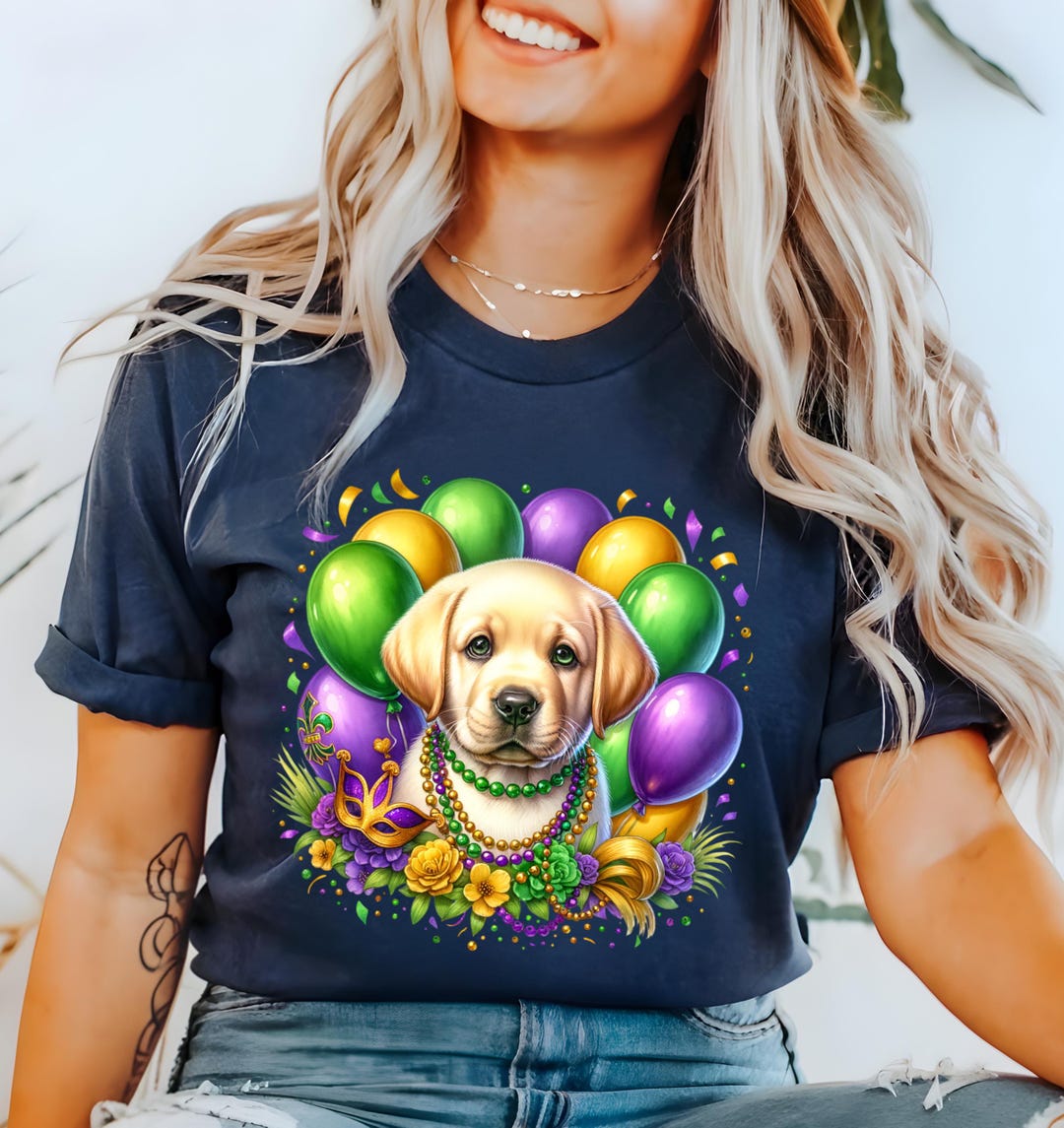 Mardi Gras Yellow Lab T-shirt: Cajun Dog Beads Tee - Etsy